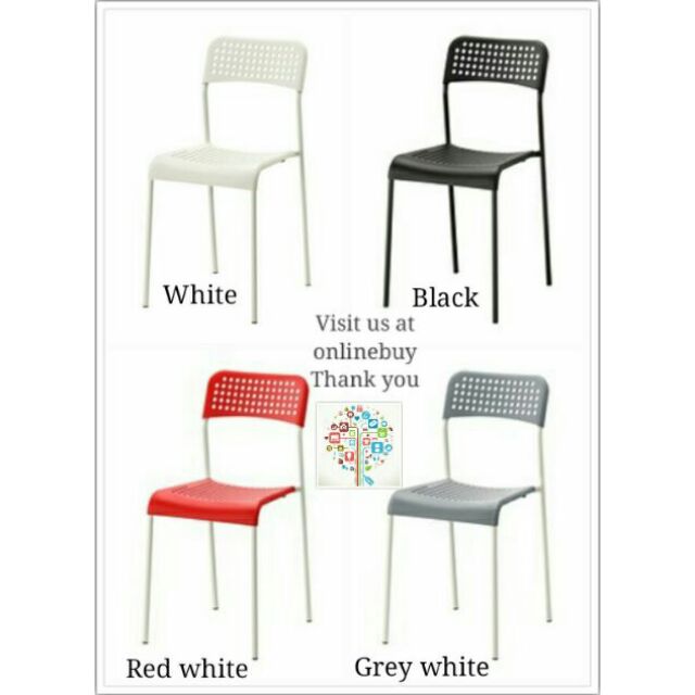 IKEA ADDE Chair, white, black, red white and grey white | Shopee Malaysia