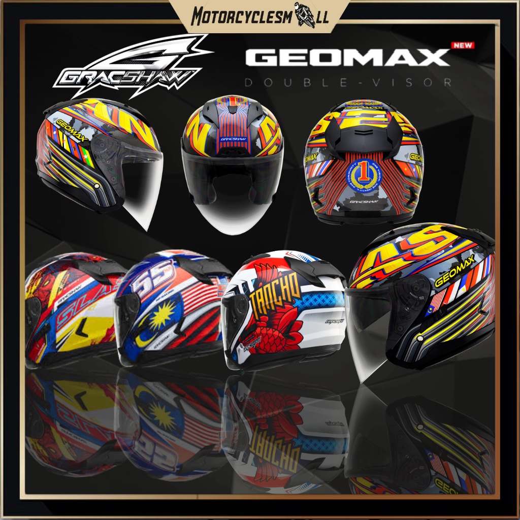 [CLEARANCE] GRACSHAW GEOMAX DOUBLE VISOR ASEAN HELMET G555 BIG SIZE ...