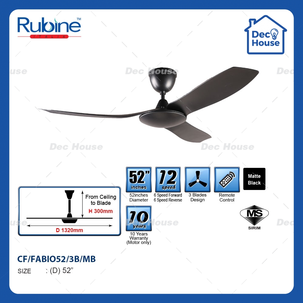 RUBINE FABIO 52" DC MOTOR DECORATIVE CEILING FAN | Shopee Malaysia