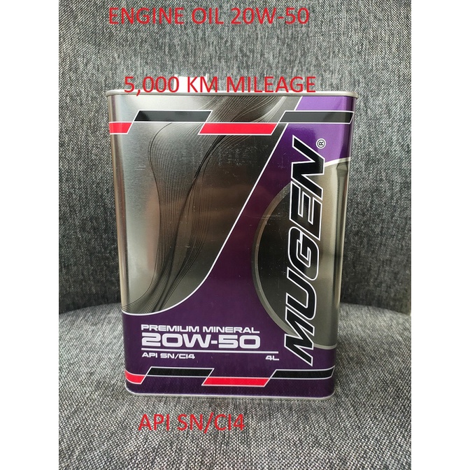 MUGEN PREMIUM MINERAL ENGINE OIL 20W-50 API SN/CJ4 4L minyak engin ...