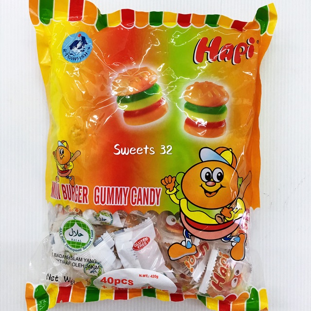 Hapi Burger Gummy Candies 420gm (40+2pcs) | Shopee Malaysia