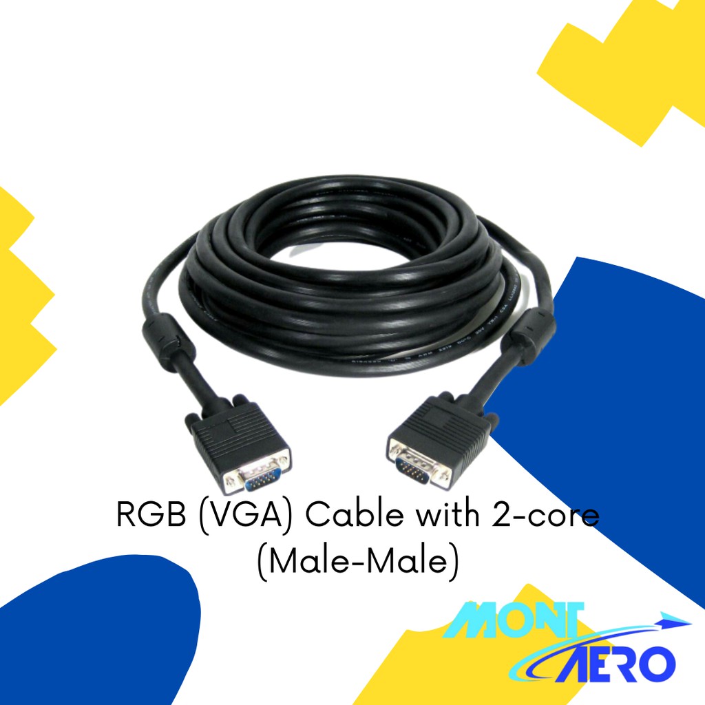 RGB (VGA) Cable with 2-core (Male-Male) | Shopee Malaysia