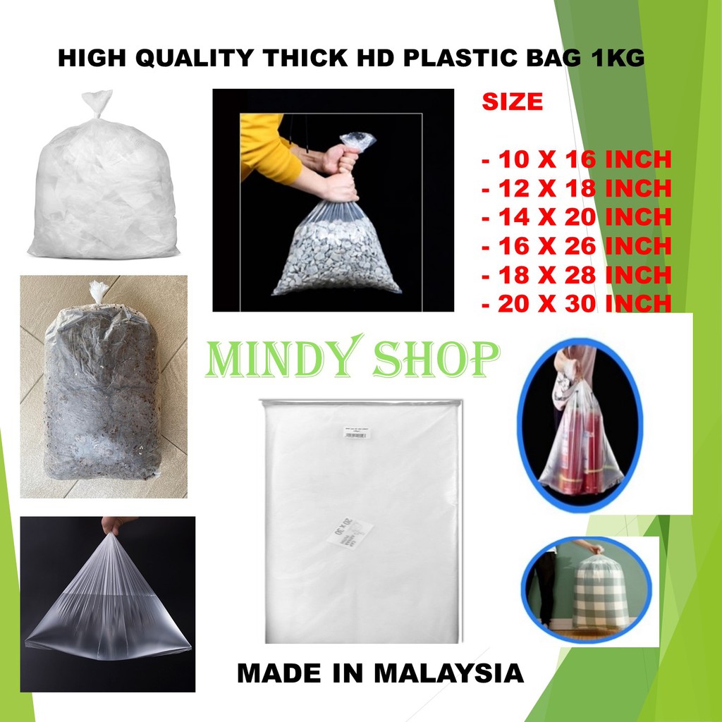 1KG TEBAL PLASTIC BAG PLASTIC BEG HD/ PLASTIC BUNGKUS BESAR /PLASTIK ...