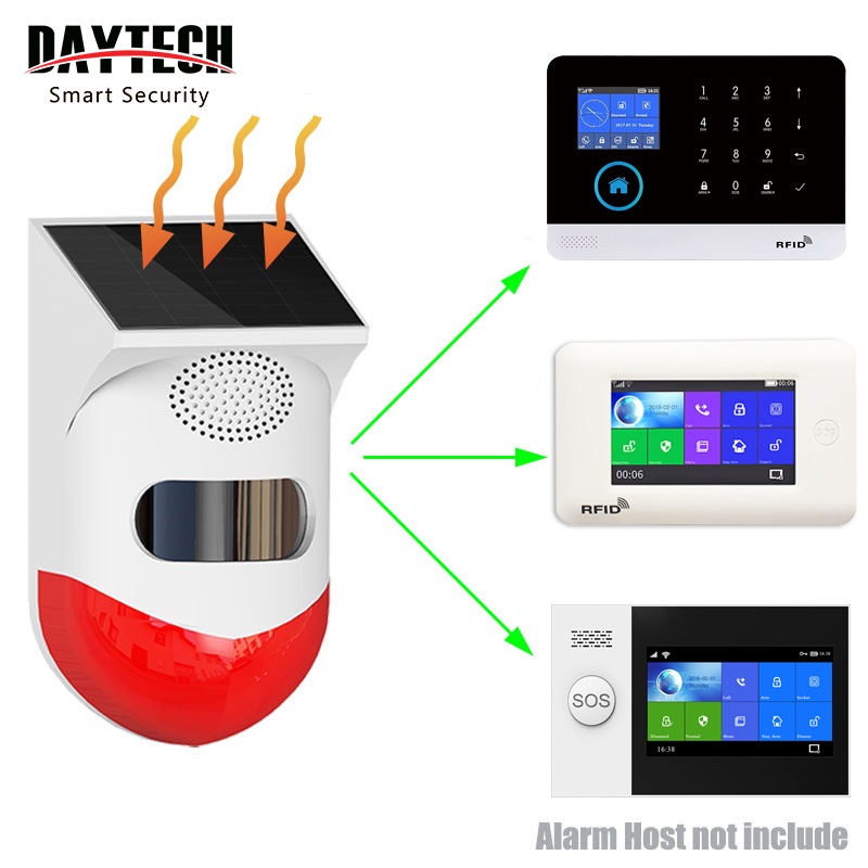 Daytech Without remote Wireless Solar Strobe Siren 433MHz Waterproof ...