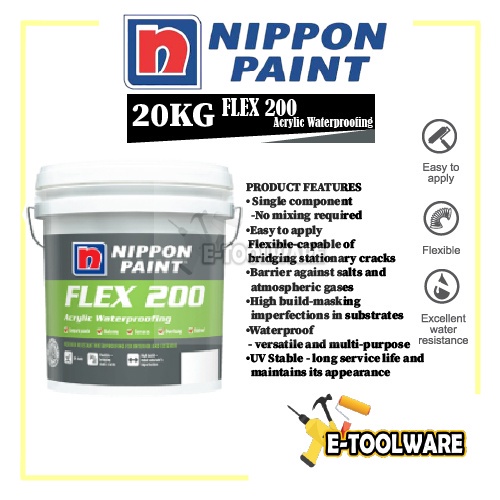 20KG NIPPON Paint FLEX 200 Acrylic Waterproofing (Low Sheen) | Shopee Malaysia