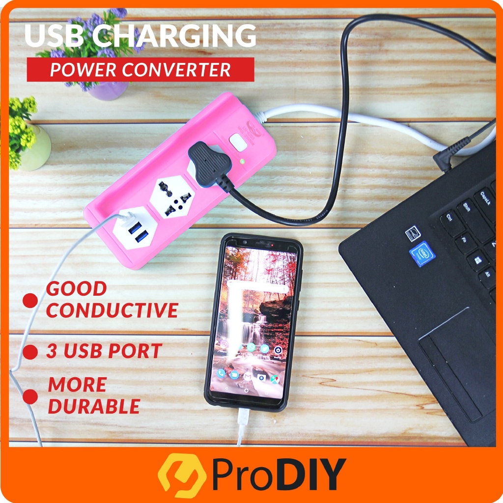 Trailing Socket 3 USB Charging Universal Plug Extension Power Converter ...