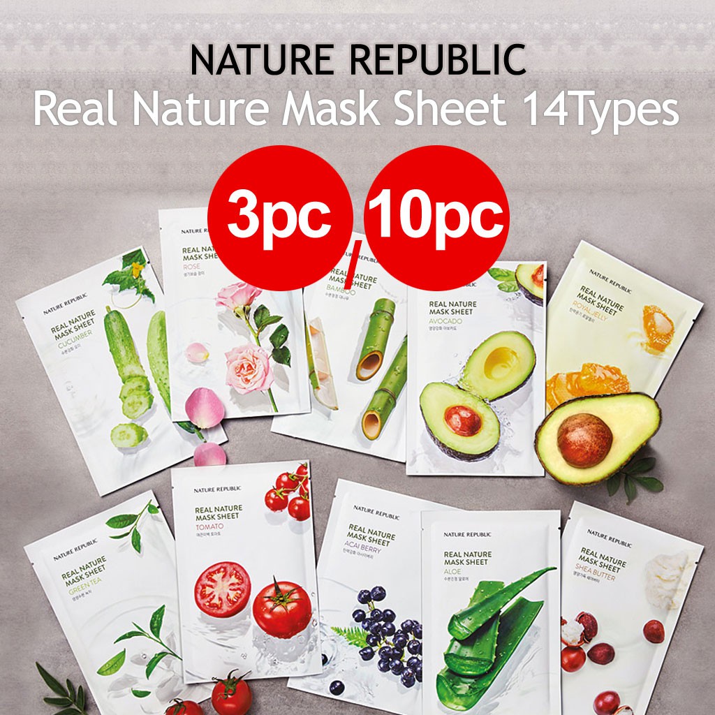 NATURE REPUBLIC Real Nature Mask Sheet 23ml (14 Types) | Shopee Malaysia