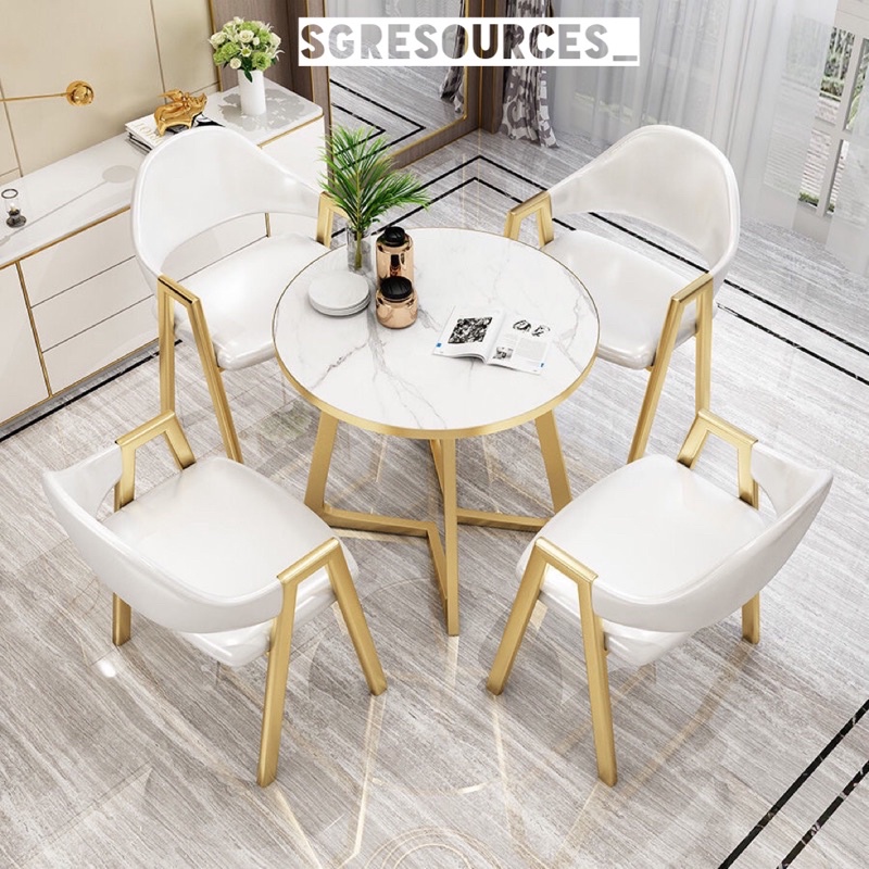 Set meja makan mewah nordic meja bulat 4 dalam 1 | Shopee Malaysia