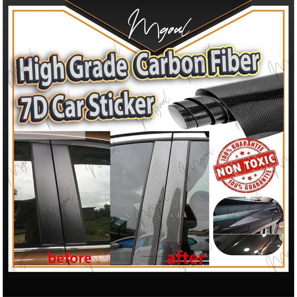 [Ready Stock]Carbon Fiber Sticker 7D Car Decal Stickers Waterproof ...