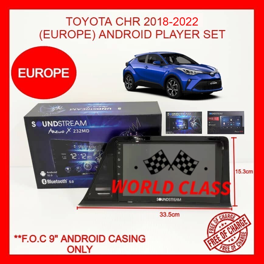 TOYOTA CHR 2018-2022 ( EUROPE ) 9" SOUNDSTREAM ANDROID IPS PLAYER FULL ...