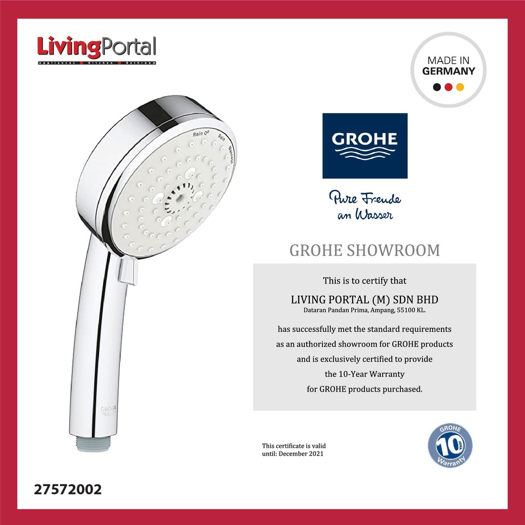 GROHE New Tempesta Cosmopolitan 100 Hand Shower, 3 Sprays - 27572002 ...