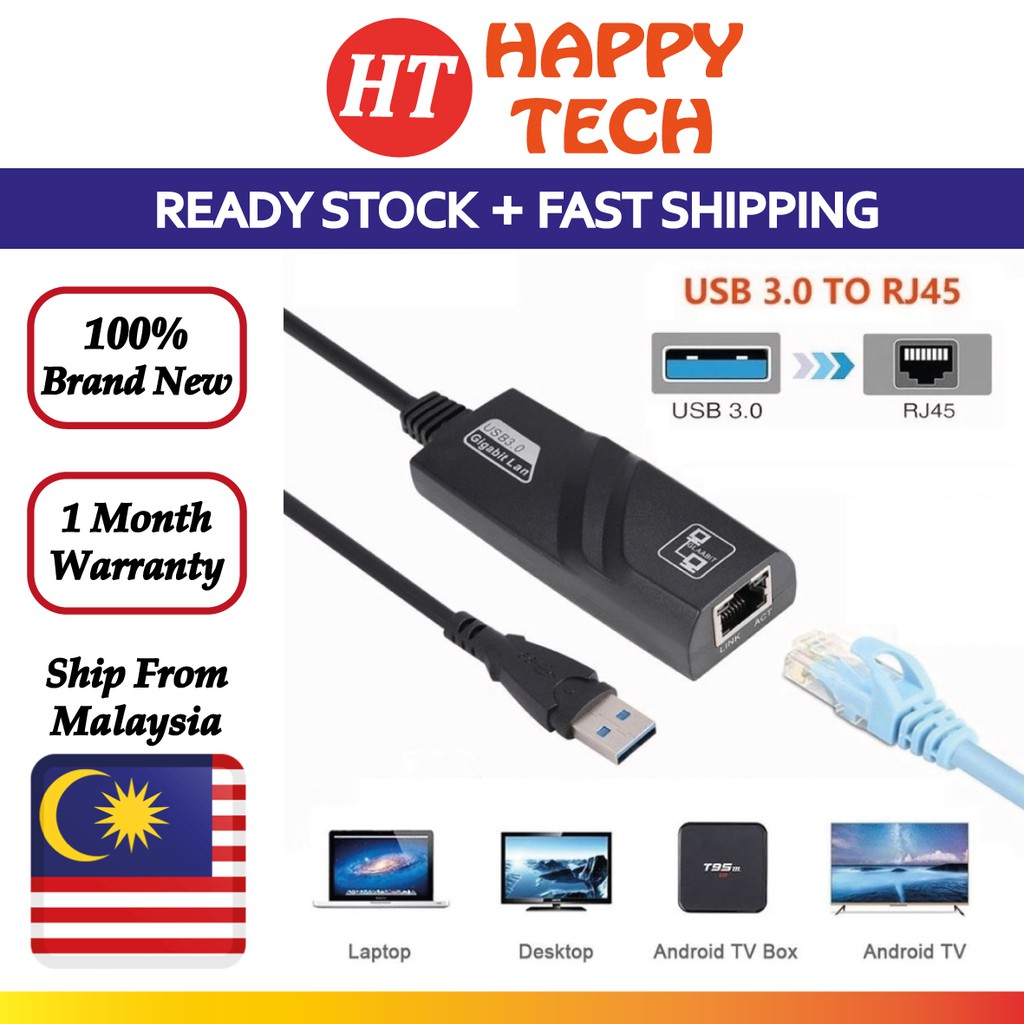 USB 3.0 to RJ45 Gigabit LAN 10/100/1000 Mbps Ethernet Network Adapter ...
