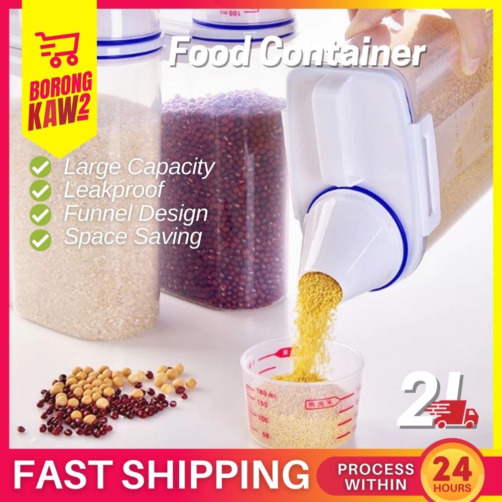 2L Food Container Dispenser Washing Powder Plastic Storage Box Cereal ...