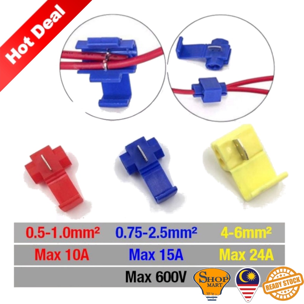 Car Wire Crimp Splitter Clip Scotch Lock Quick Splice Terminal Wire ...