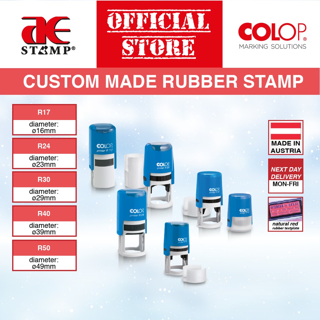 Custom Made COLOP Round Self-Inking Rubber Stamp | cop nama stamp colop stamp colop stamp chop ...