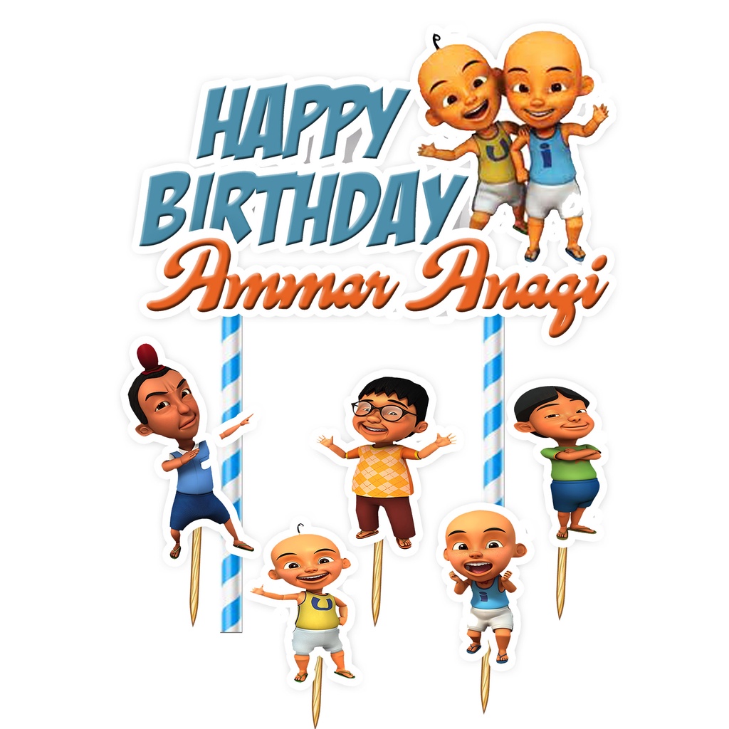 Upin Ipin Cake Topper Set (Dengan Nama) | Shopee Malaysia
