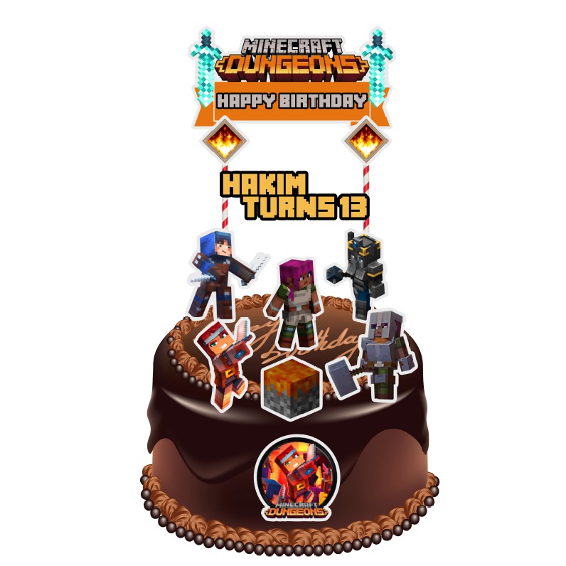 MINECRAFT DUNGEONS cake topper DIY | Shopee Malaysia
