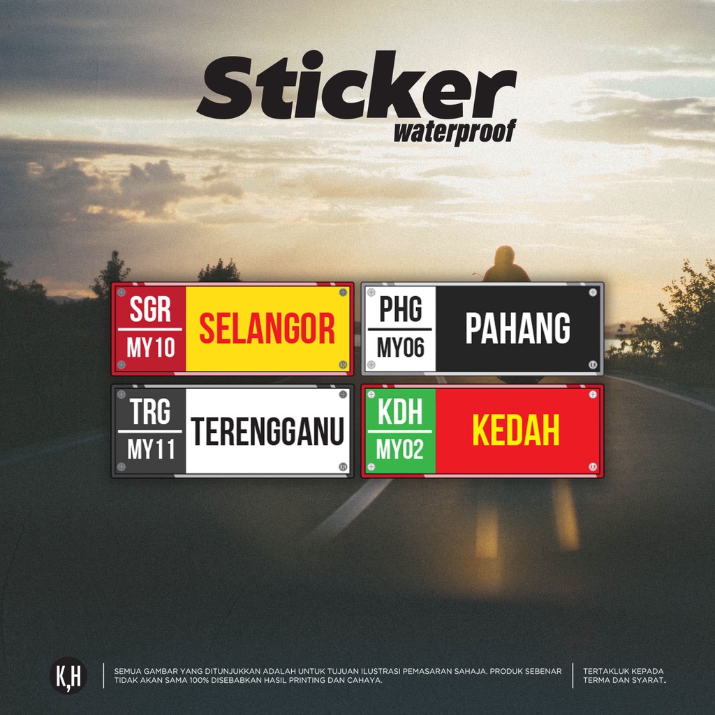 Sticker / Waterproof / Sticker Negeri / Selangor / Pahang / Negeri 9 ...