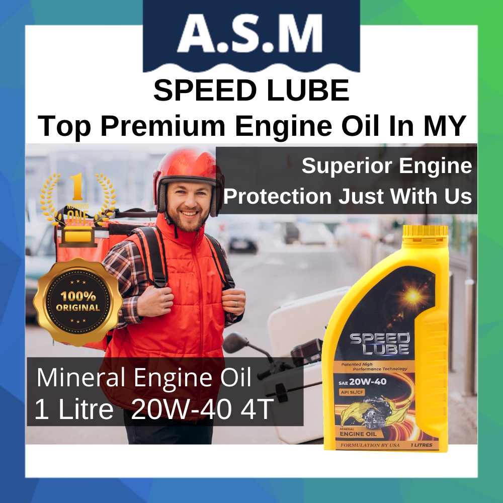 Original Speed Lube 1L 20w40 Engine Oil Minyak Hitam 4T Mineral SAE API ...