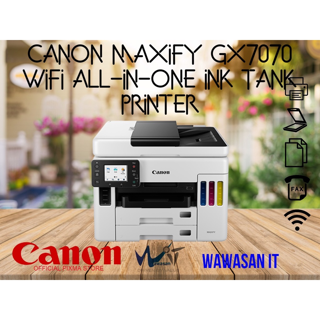 CANON MAXIFY GX7070 Easy Refillable Ink Tank Wireless 4-in-1 Business Printer for High Volume ...