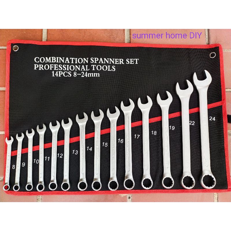 CR-V 14PCS Heavy Duty Combination Spanner Wrench Tools Socket Set 8mm ...