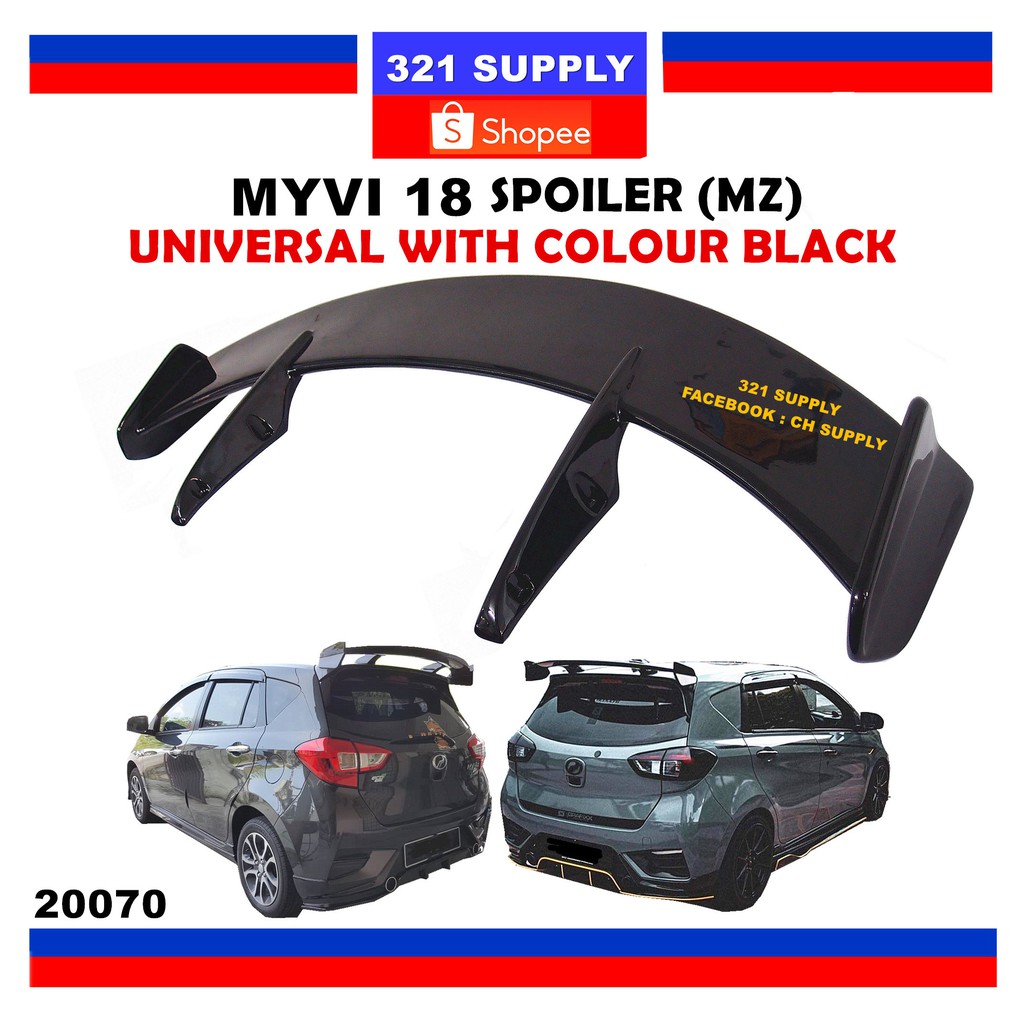 PERODUA MYVI 2018-2021 SPOILER (MZ) UNIVERSAL WITH COLOUR PAINT BLACK ...