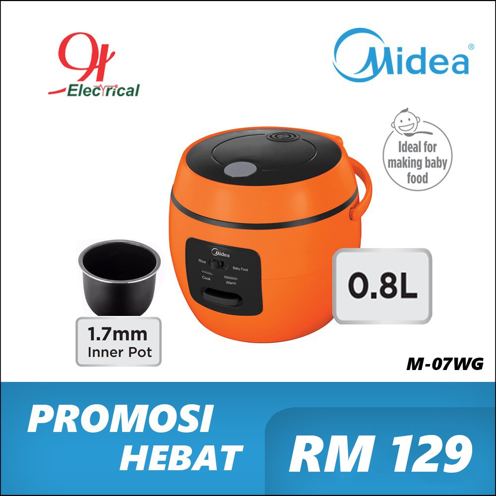 MIDEA 0.8L Mini Jar Rice Cooker MB-07OB (ORANGE) | Shopee Malaysia