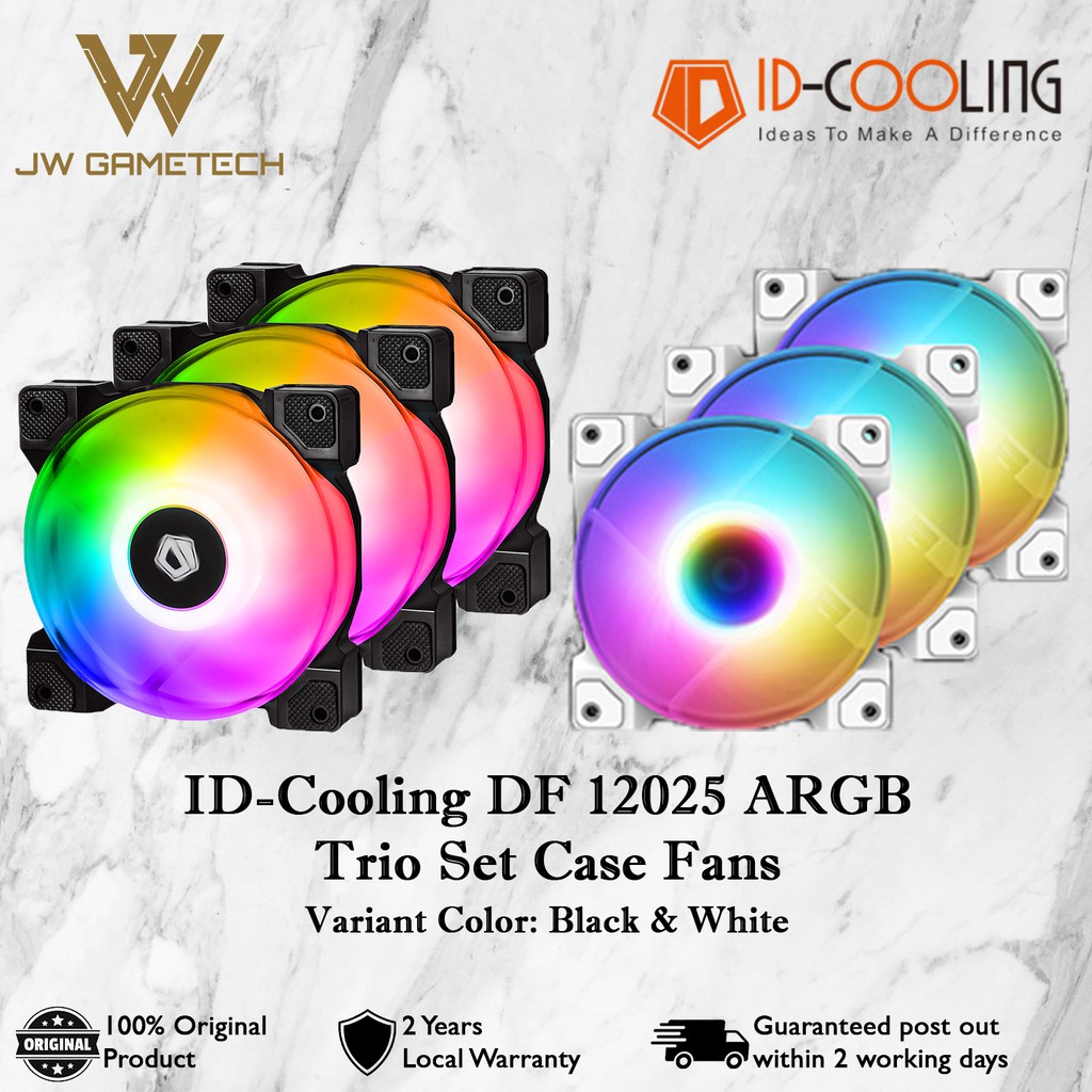 ID-Cooling DF-12025 ARGB 120mm Case Fan Trio Set - Black | Snow (White) | Shopee Malaysia