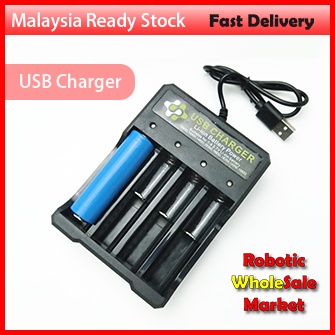 USB 18650 lithium charger 4 slot lipo li-ion Rechargeable 3.7V Battery 18650 18500 18350 16650 ...