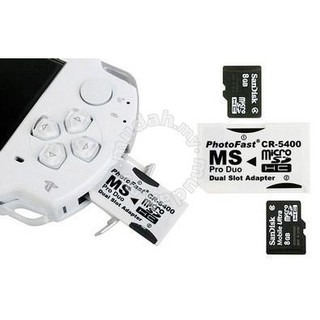PSP Memory Card Stick Dual 2 Slot Adapter Micro SD MicroSd TF Converter ...