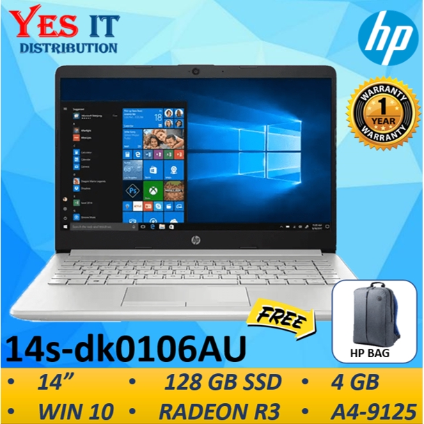 HP 14s-dk0106AU 14 " Laptop SILVER ( A4-9125, 4GB, 128GB SSD, AMD ...