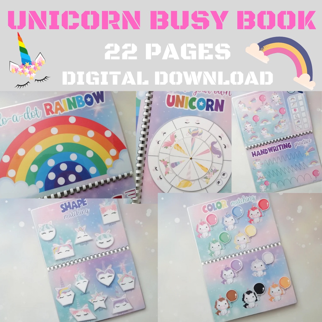 443 Unicorn Busy Book Printable (PDF) 22 pages Preschool Learning ...