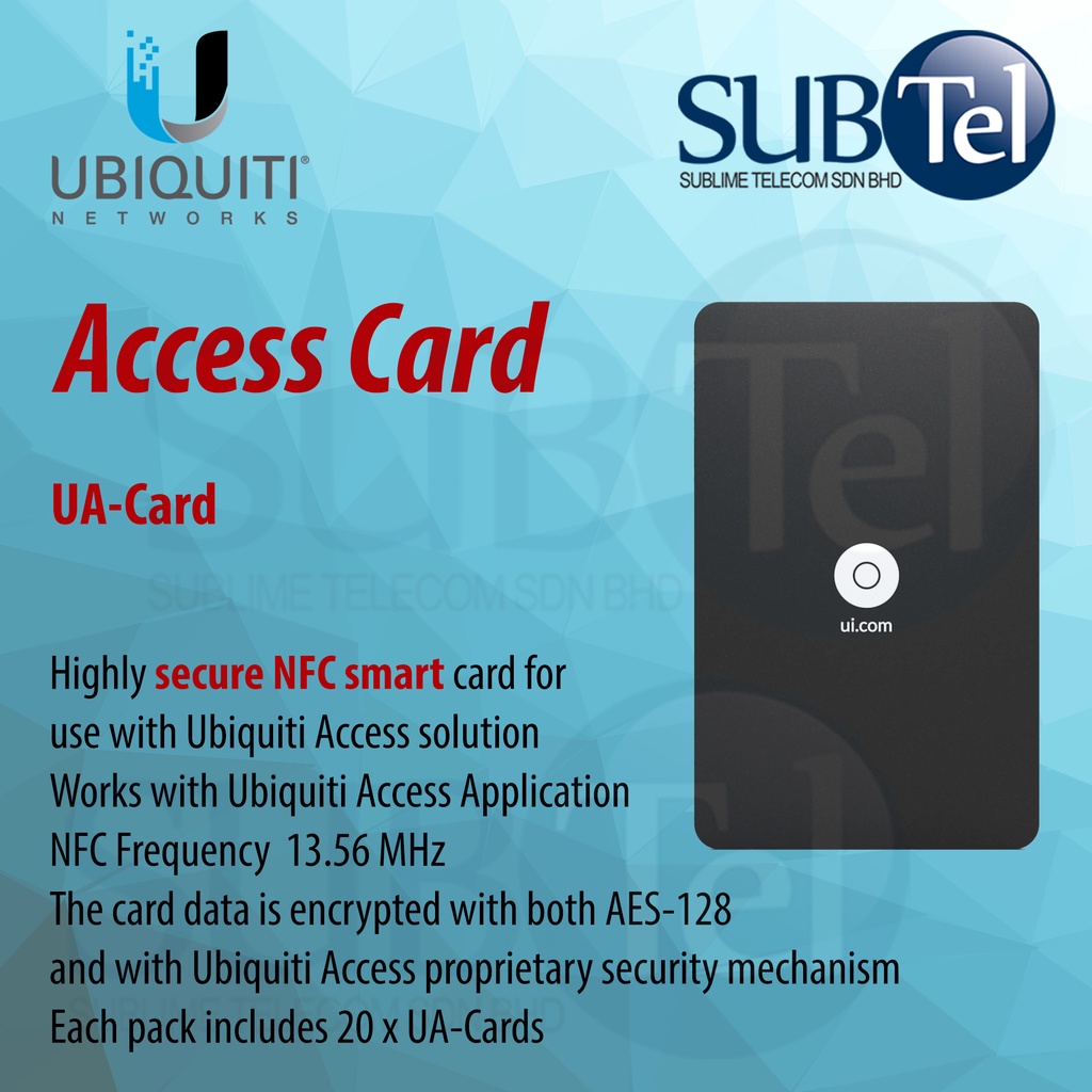 Ubiquiti Access Card UA-Card Access solution UA-SK UA-Hub UA-Pro UA ...