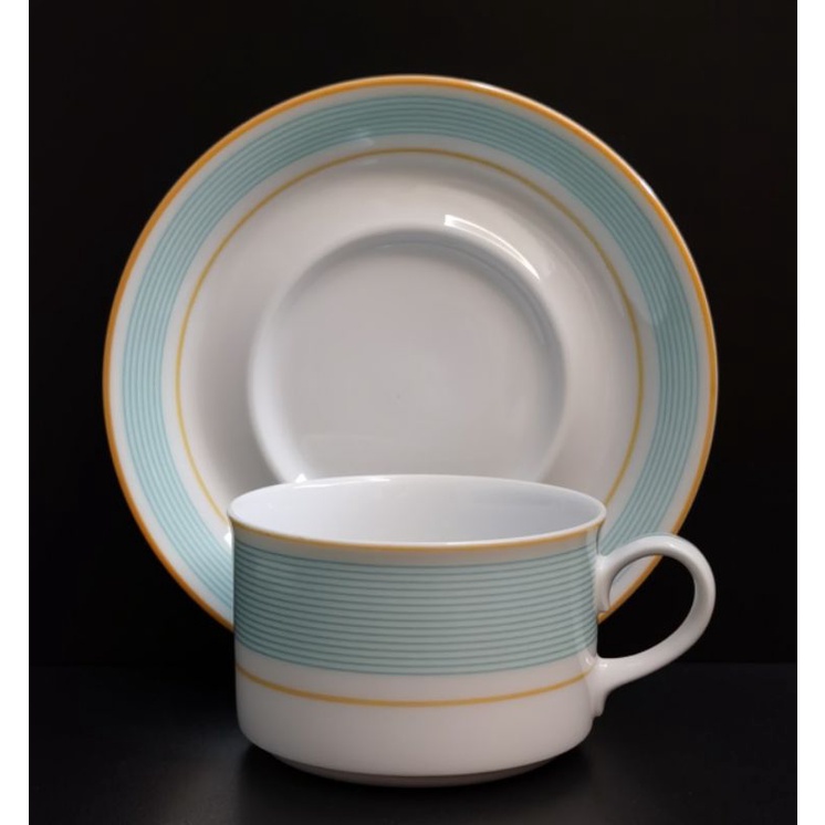 Noritake Blue & Yellow Lines Fine Porcelain Cup & Saucer | Shopee Malaysia