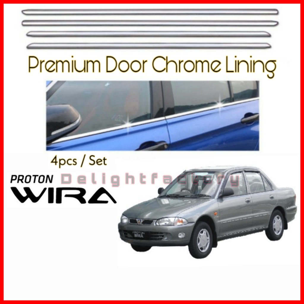 PROTON WIRA CHROME Door Belt Moulding / Window Trim Lining/ Chrome Tepi ...