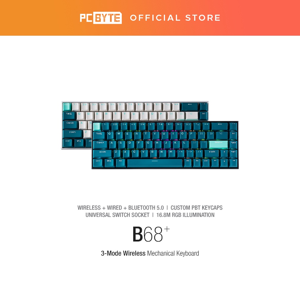 Tecware B68+ Wireless Mechanical Keyboard [Black/White] | Shopee Malaysia