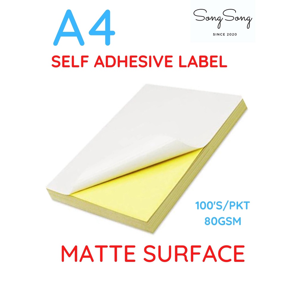 [ SIMILI-100 ] A4 SIMILI/MATTE STICKER 100 SHEETS/ KERTAS PELEKAT A4 ...