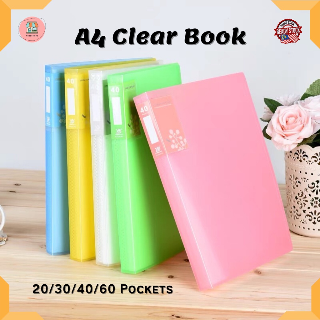 [READY STOCK] A4 Size Transparent Clear Book (20/30/40/60 Pockets ...