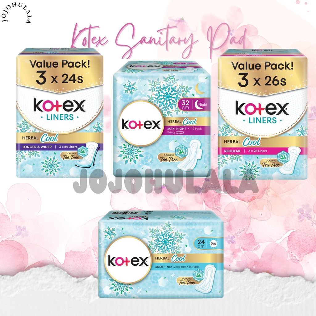 Kotex Natural Care Maxi Herbal Cool Non-Wing Liners Regular Longer Wider | Shopee Malaysia