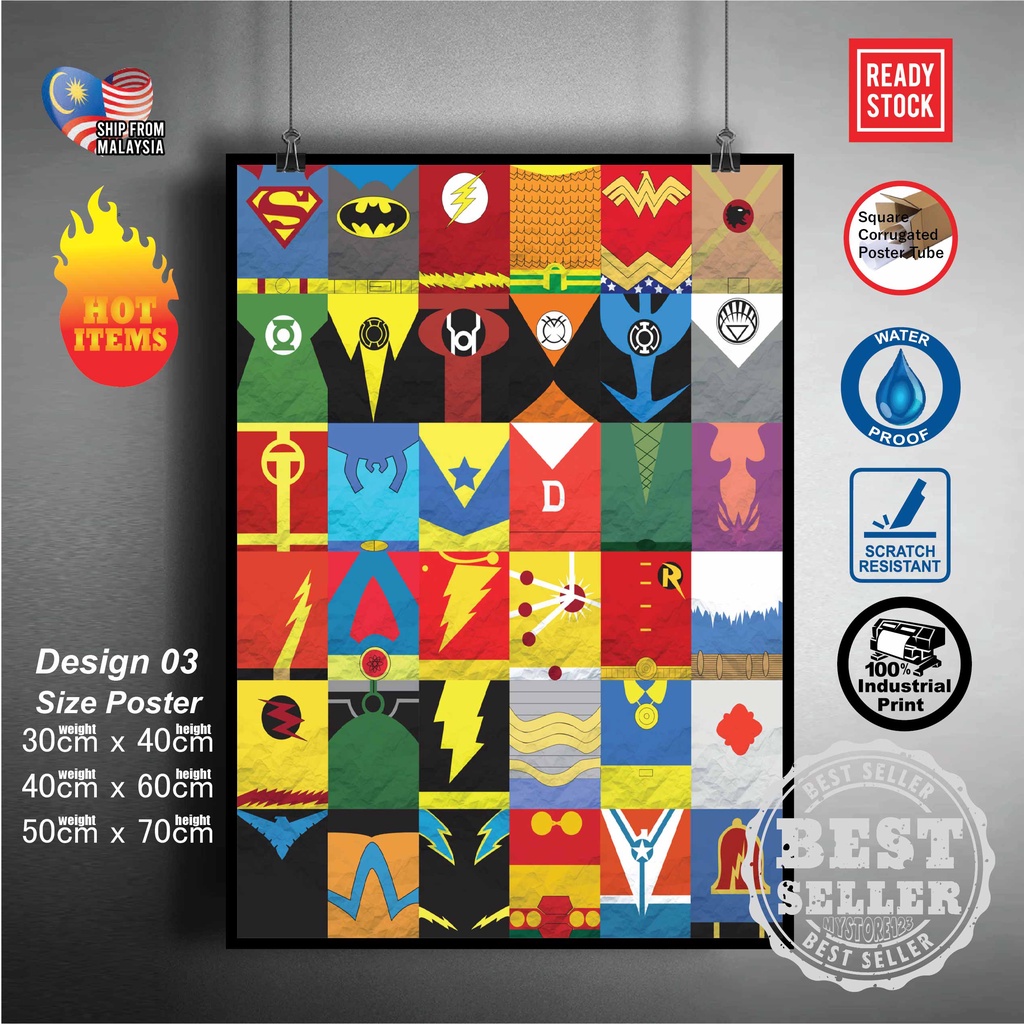 (Ready Stock) MARVEL & DC Superheroes Poster sticker | poster frame ...