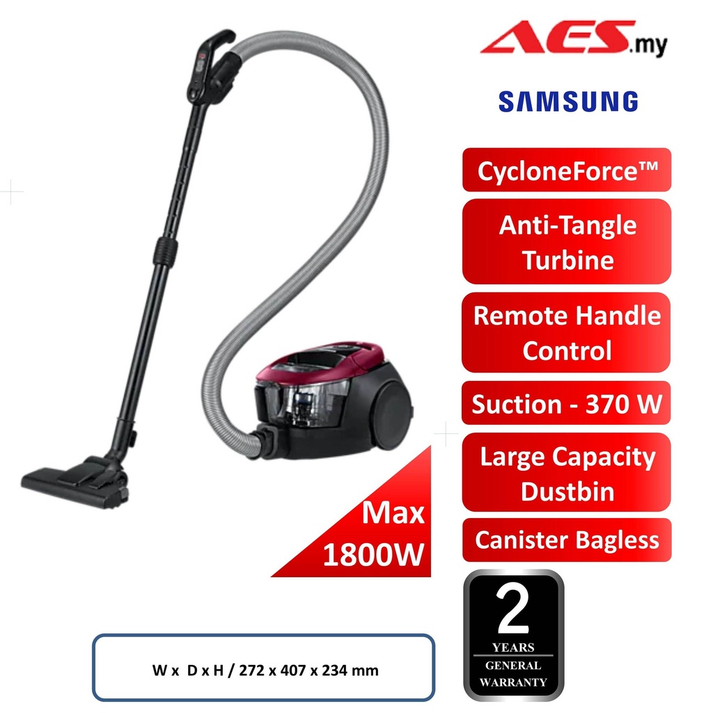 SAMSUNG 1800W HANDLE CONTROL ANTI TANGLE TURBINE EASY DUSTBIN VACUUM ...