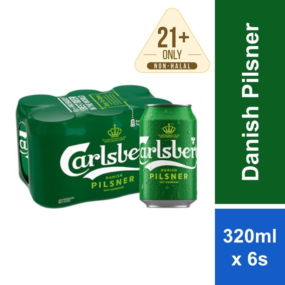 Carlsberg Danish Pilsner Beer Can (320ml x 6 Pcs) | Shopee Malaysia