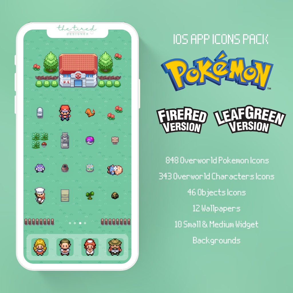 Pokemon FireRed LeafGreen 1000+ App Icons Pack Home Screen Widgets ...
