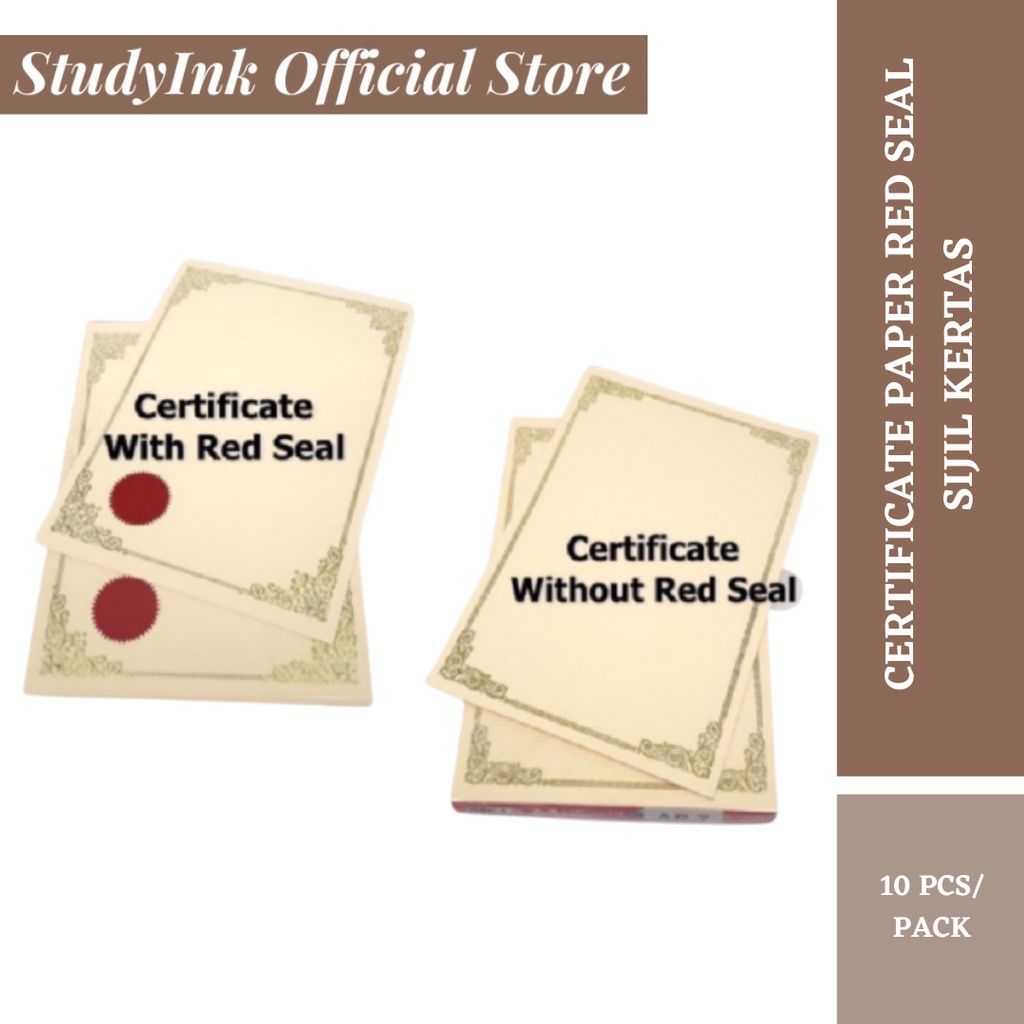 SIJIL CERTIFICATE PAPER WITH FRAME & RED SEAL KERTAS SIJIL [10 PCS ...