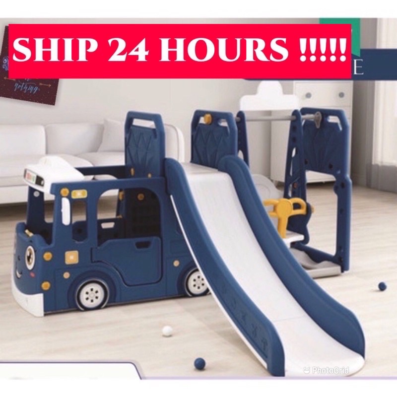 Mini bus playground slide swing indoor playground kids playhouse swing ...