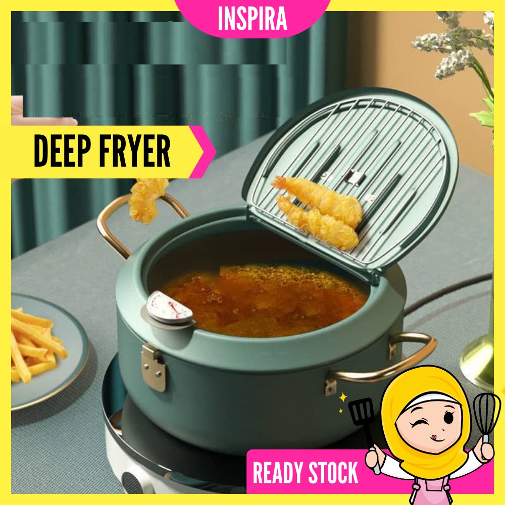 Japanese Deep Fryer Stainless Steel with Thermometer Pan Temperature ...
