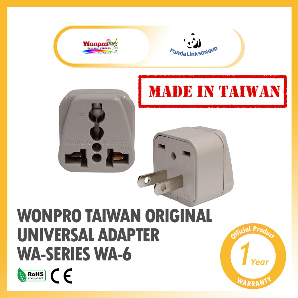 WONPRO WA-6 Taiwan Original Universal Adapter Travel Adapter WA-Series ...
