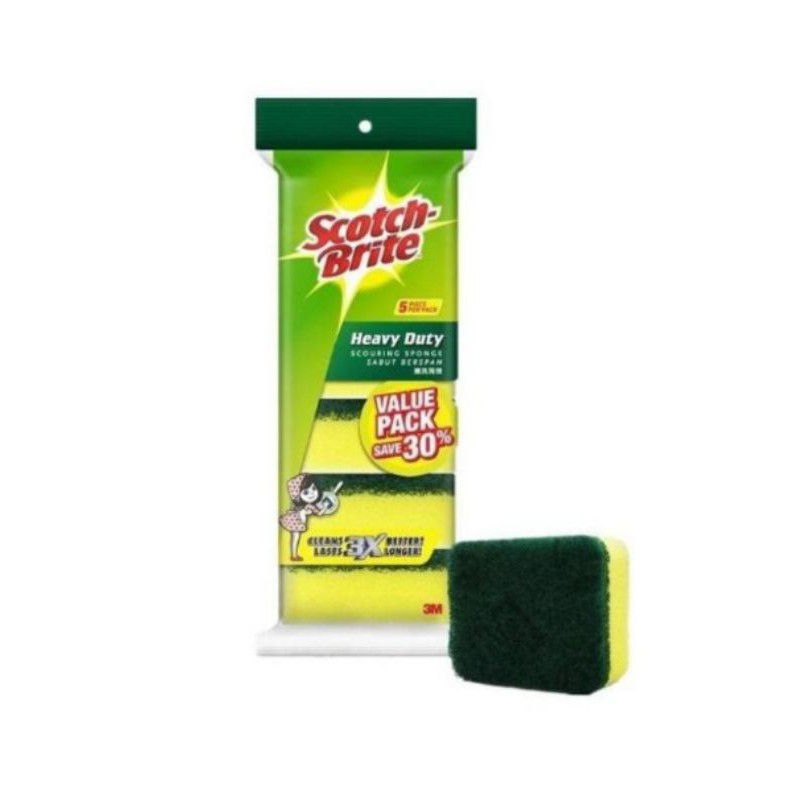 3M Scotch-Brite Scouring Sponge Value Pack (5pcs/pk) | Shopee Malaysia