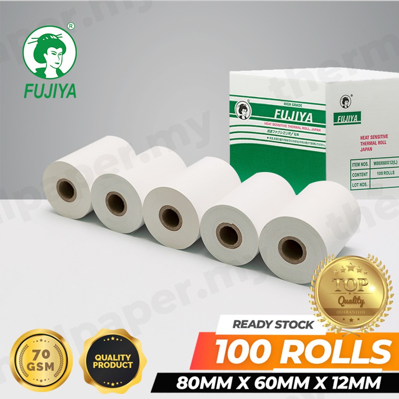 RM1.85 Per Roll. 80mm x 60mm x 12mm (100 Roll/Box) Thermal Receipt ...