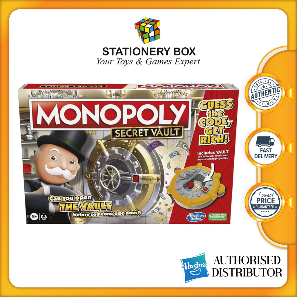 ORIGINAL - Hasbro Monopoly Secret Vault Board Game for Kids Ages 8+, 2 ...